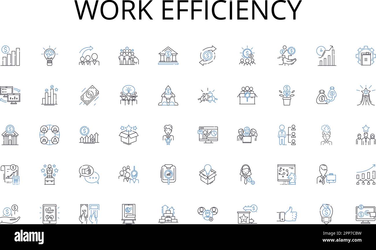 Work efficiency line icons collection. Binding, Covering, Folding ...