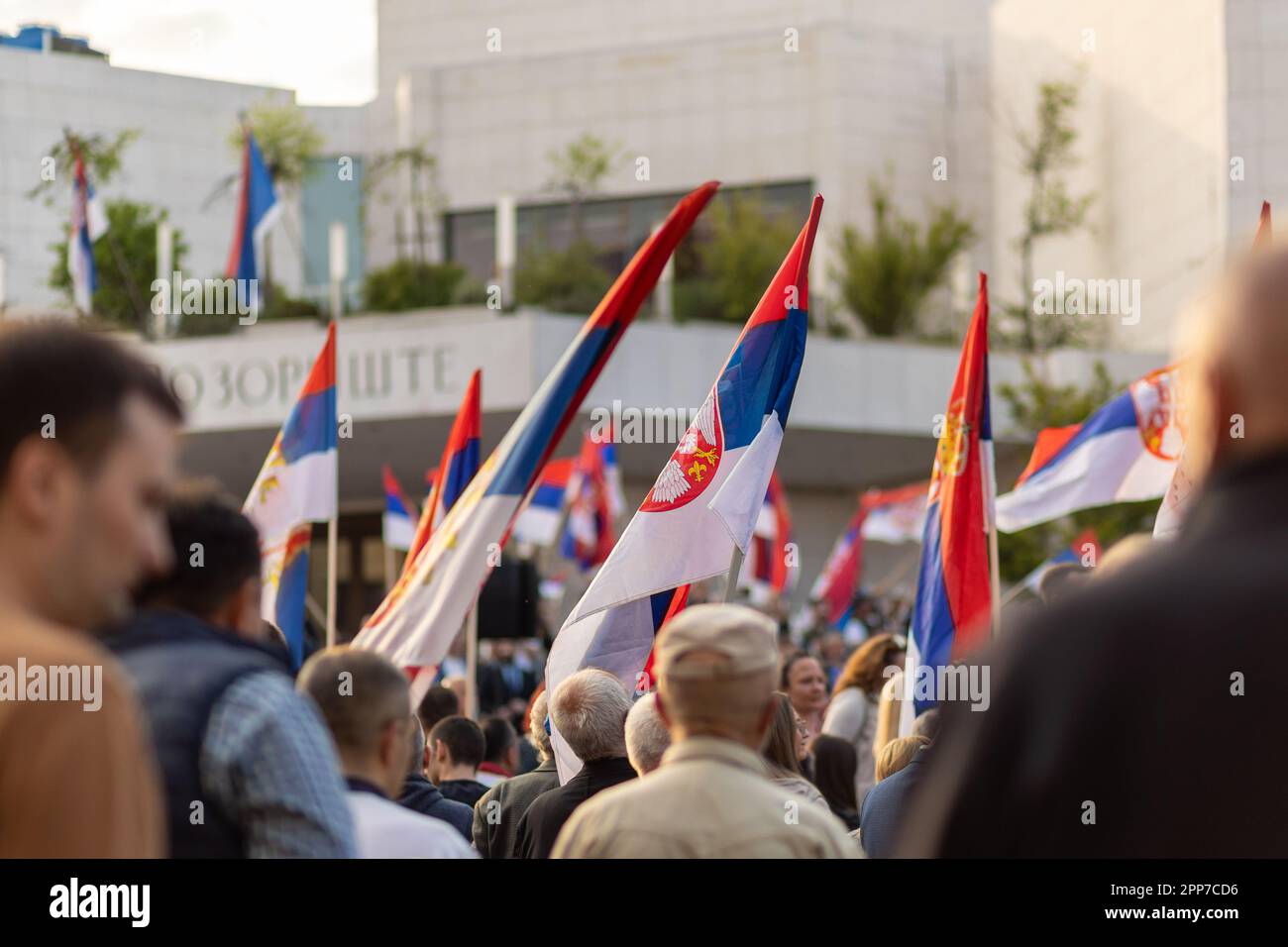 Demonstration and protest. Political rally of the people on street ...