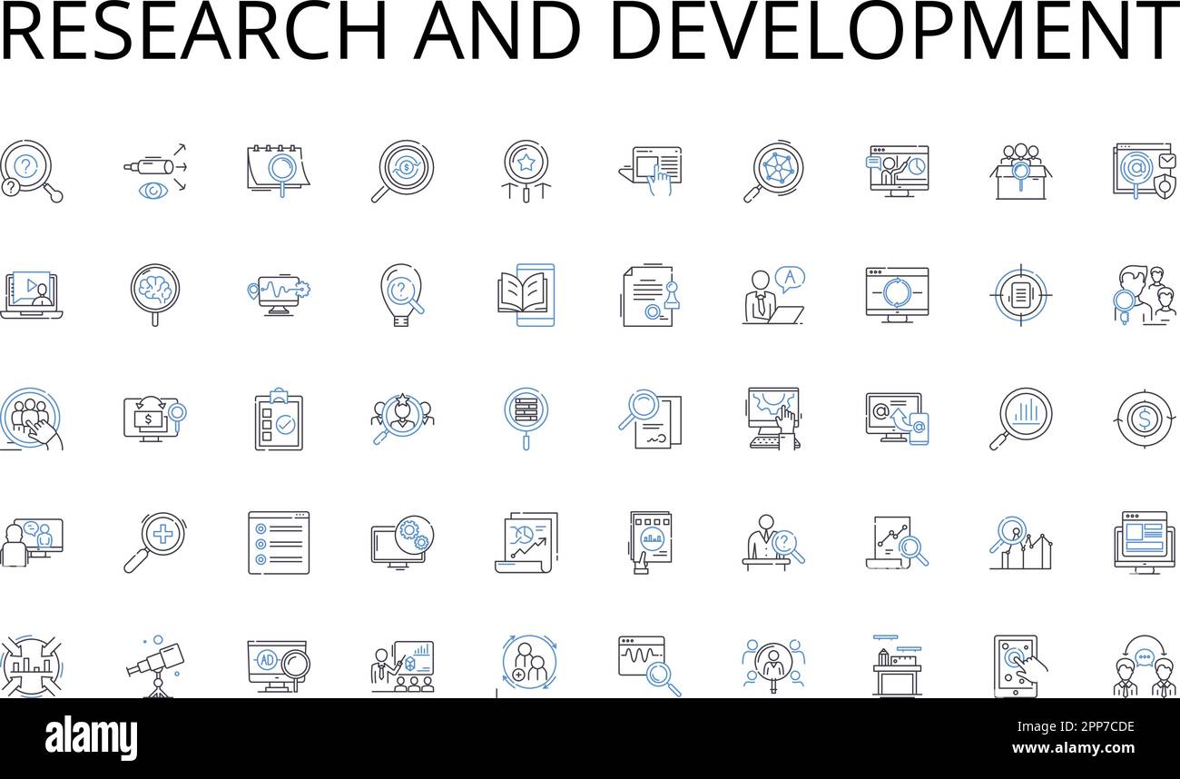 Research and development line icons collection. Leadership, Mentorship ...