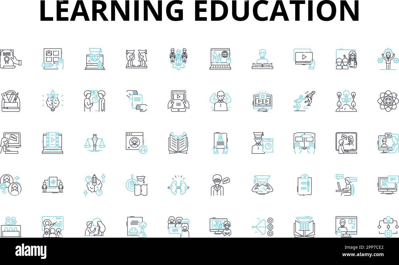 Learning education linear icons set. Knowledge, Growth, Insight ...