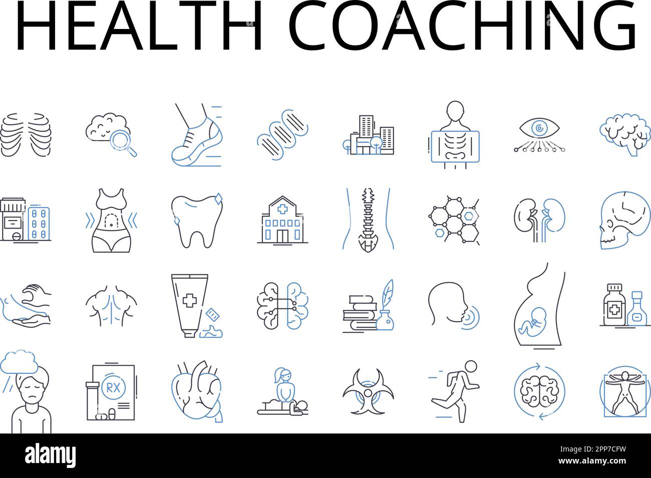 Health coaching line icons collection. Wellness coaching, Personal training, Fitness guidance ...