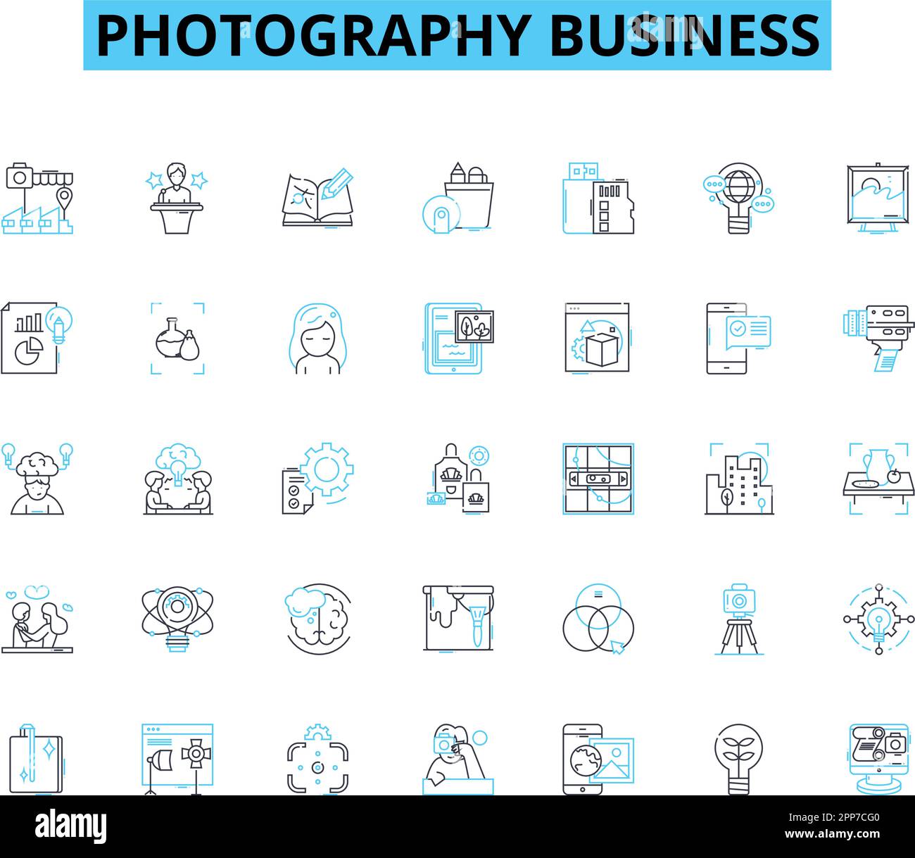 photography business linear icons set. lens, aperture, shutter, flash ...
