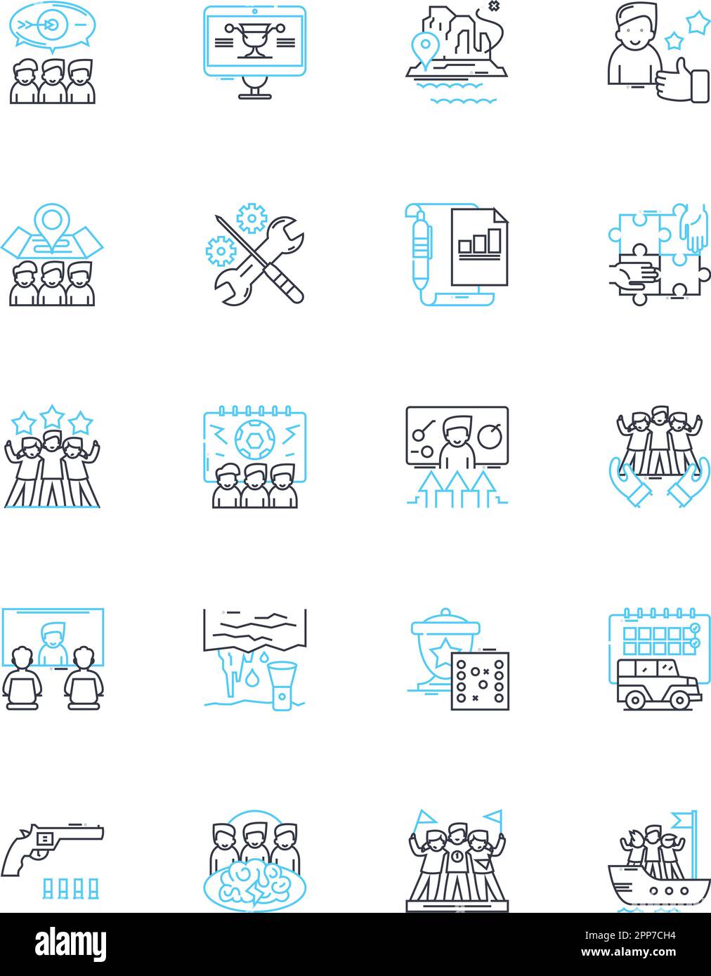 Human resources linear icons set. Recruitment, Hiring, Training ...