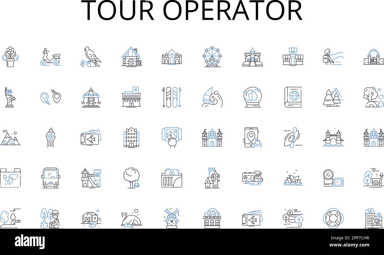 Tour operator line icons collection. Collaboration, Knowledge sharing ...