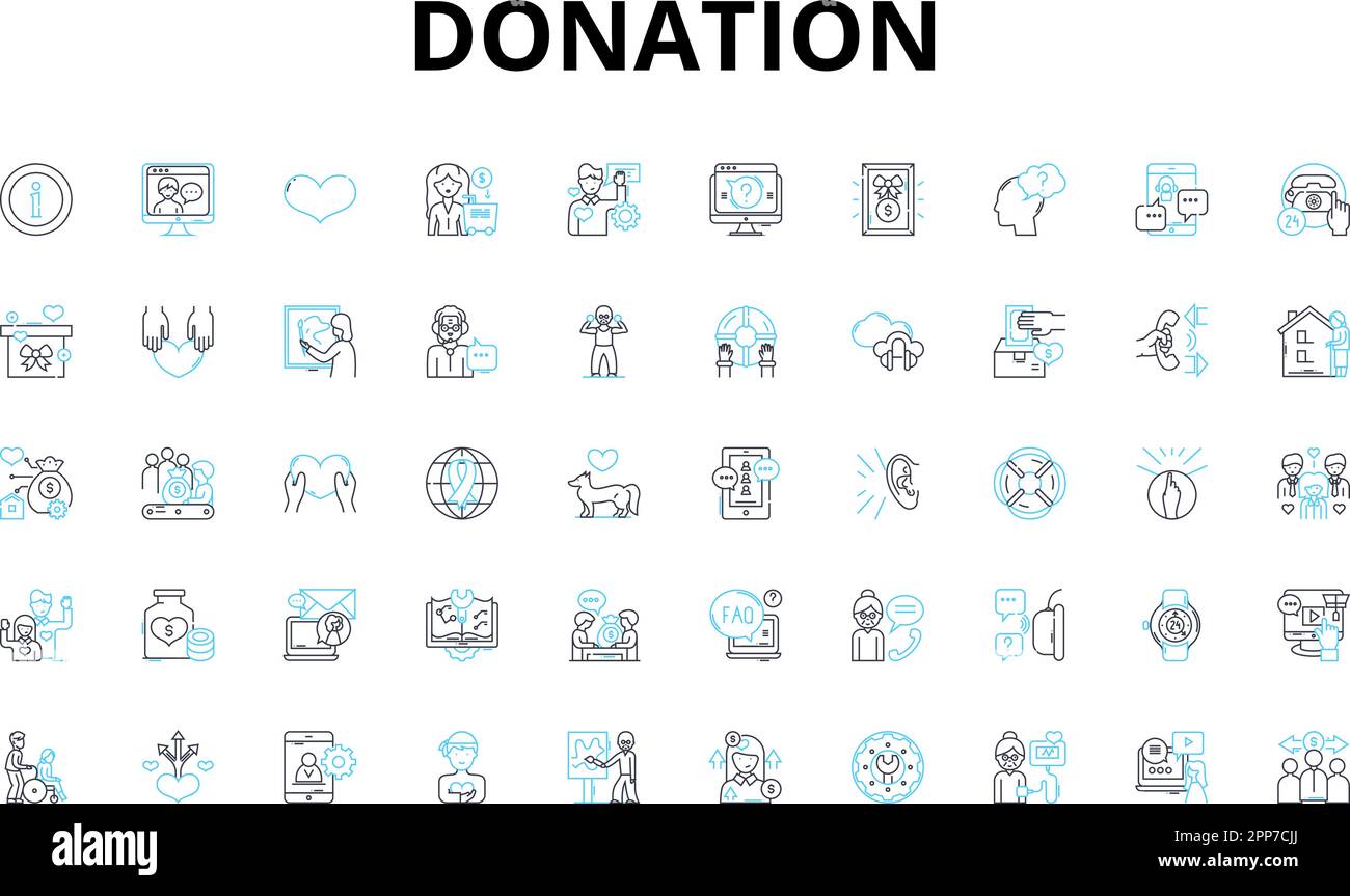 Donation linear icons set. Charity, Generosity, Contribution ...