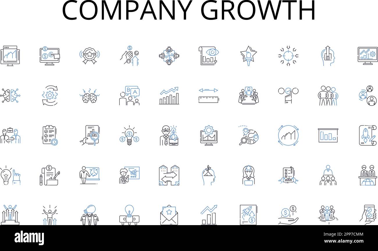 Company growth line icons collection. Tactics, Approach, Planning ...