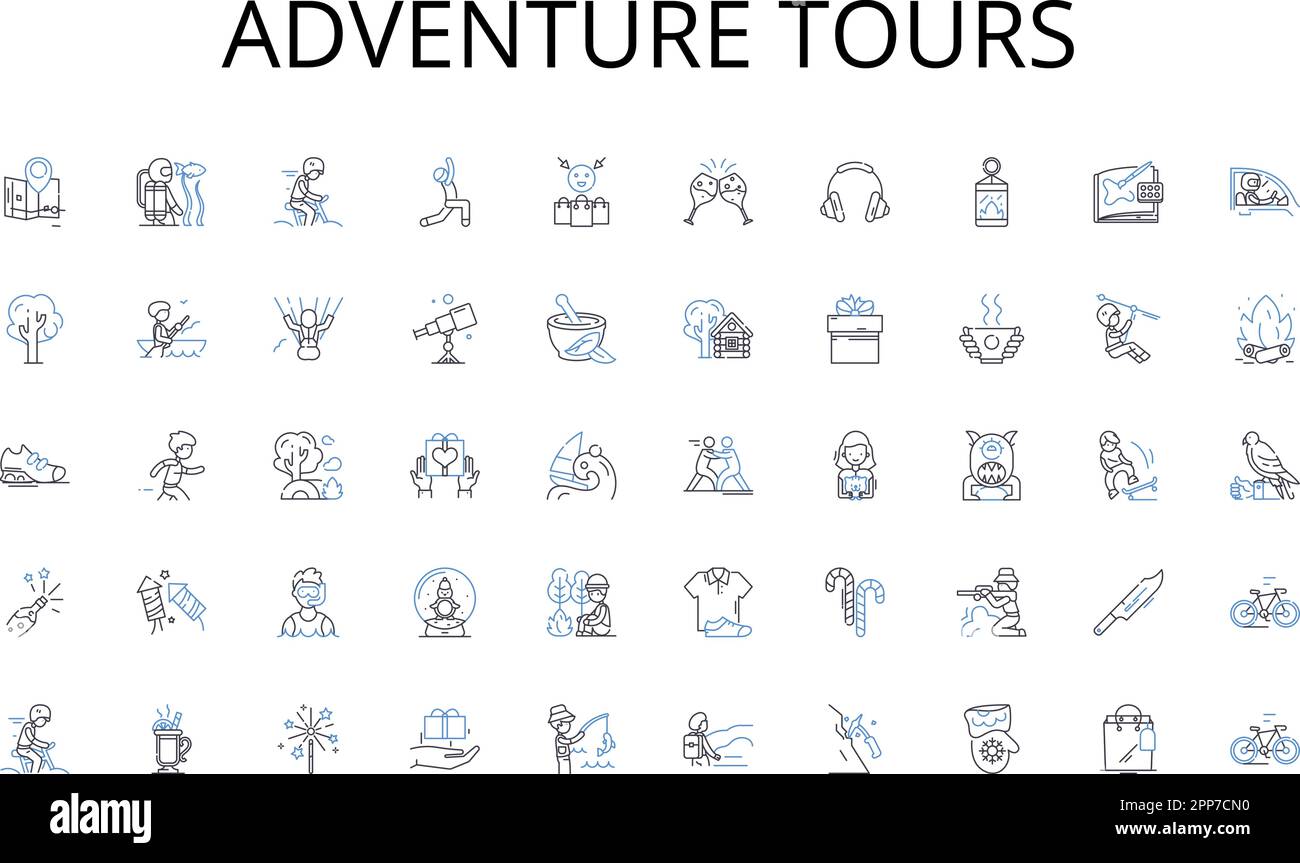 Adventure tours line icons collection. Education, Guidance, Direction ...