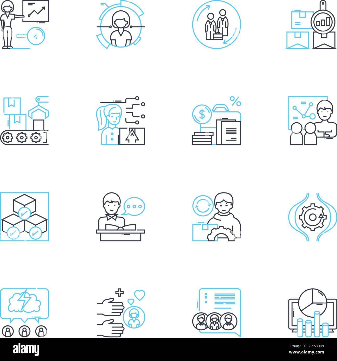 Oversight linear icons set. Supervision, Monitoring, Control ...