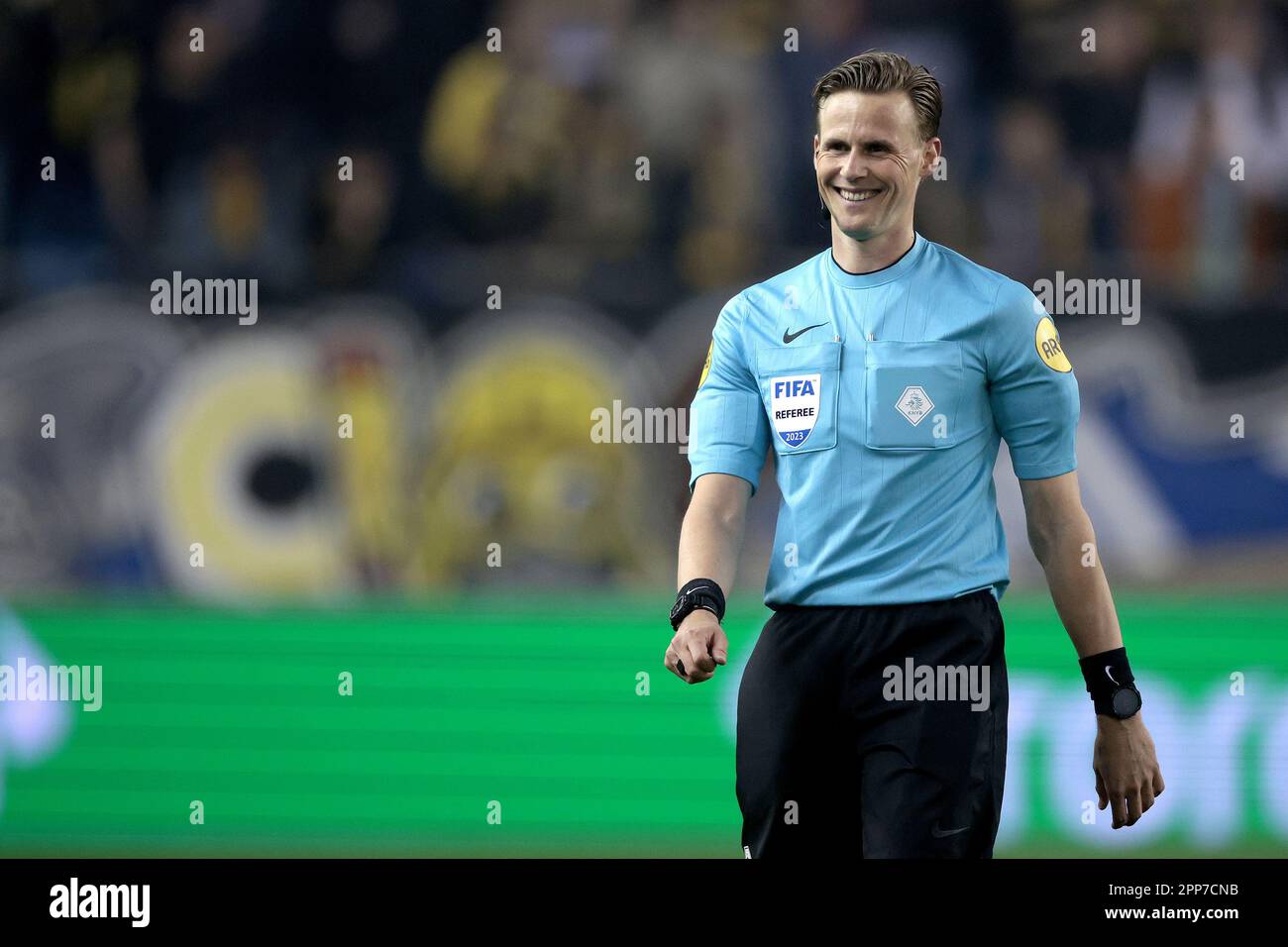 ARNHEM - Referee Sander van der Eijk during the Dutch premier league ...