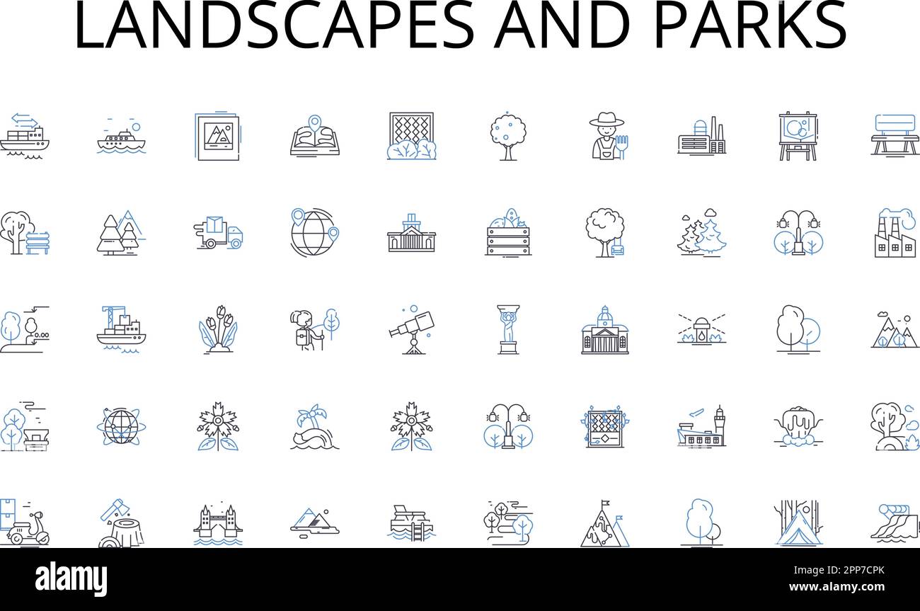 Landscapes and parks line icons collection. Examination, Appraisal ...