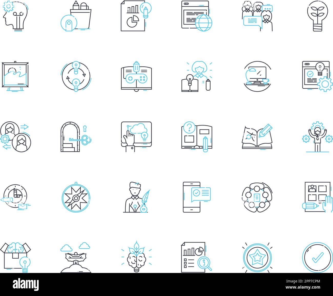 Ingenuity and resourcefulness linear icons set. Inventive, Creative ...