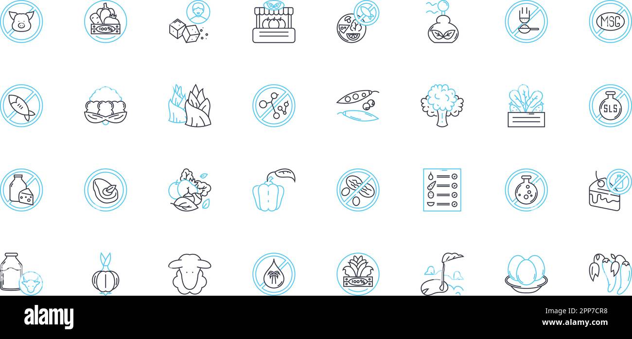 Herbivorous linear icons set. Vegetarian, Plant-based, Grazing ...