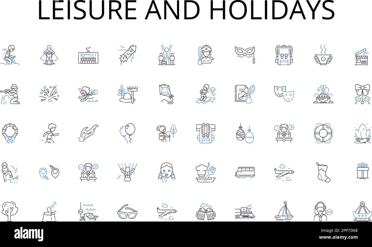 Leisure and holidays line icons collection. Professional, Office ... Leisure and holidays line icons collection. Professional, Office ...