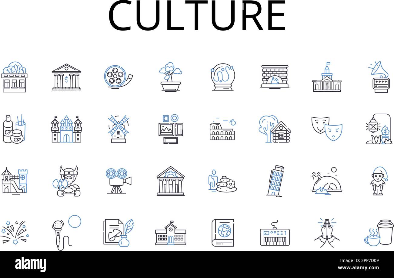Culture line icons collection. Artistry, Customs, Tradition, Heritage, Society, Belief ...