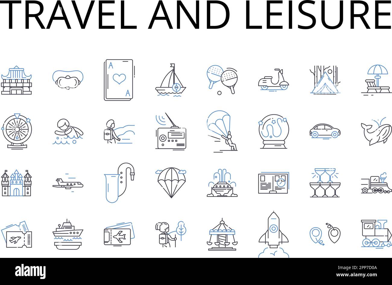 Travel and leisure line icons collection. Tourism, Vacation, Trip ...