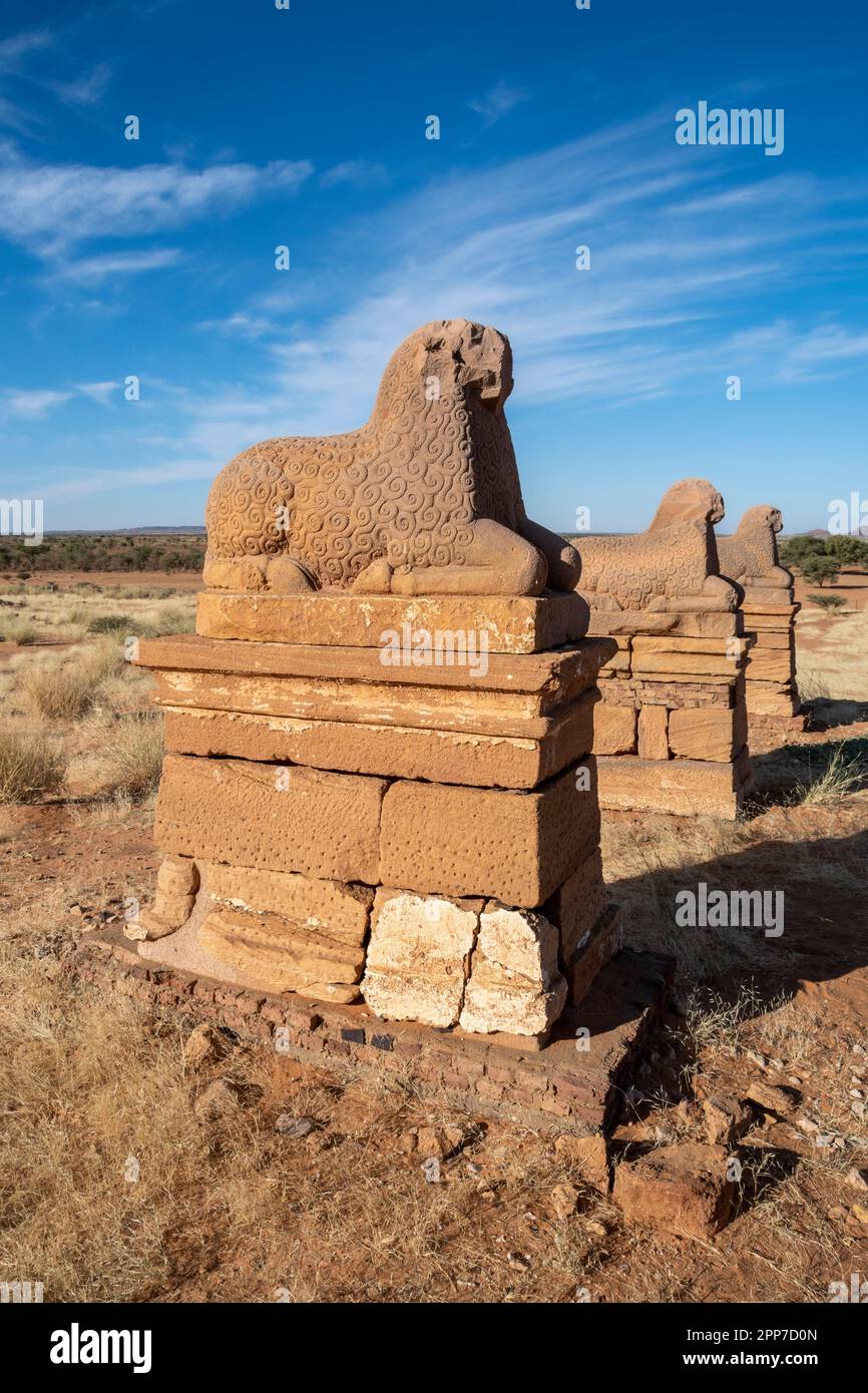 Ram Statues at the Temple of Amun, Naqa, Sudan Stock Photo - Alamy