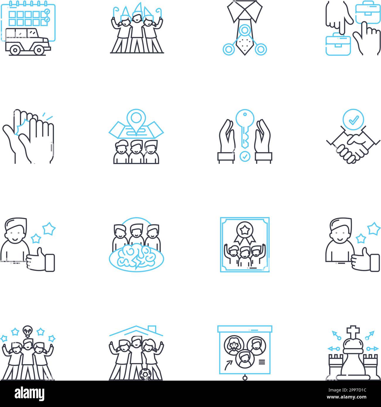 Business squad linear icons set. Collaboration, Strategy, Cohesion ...
