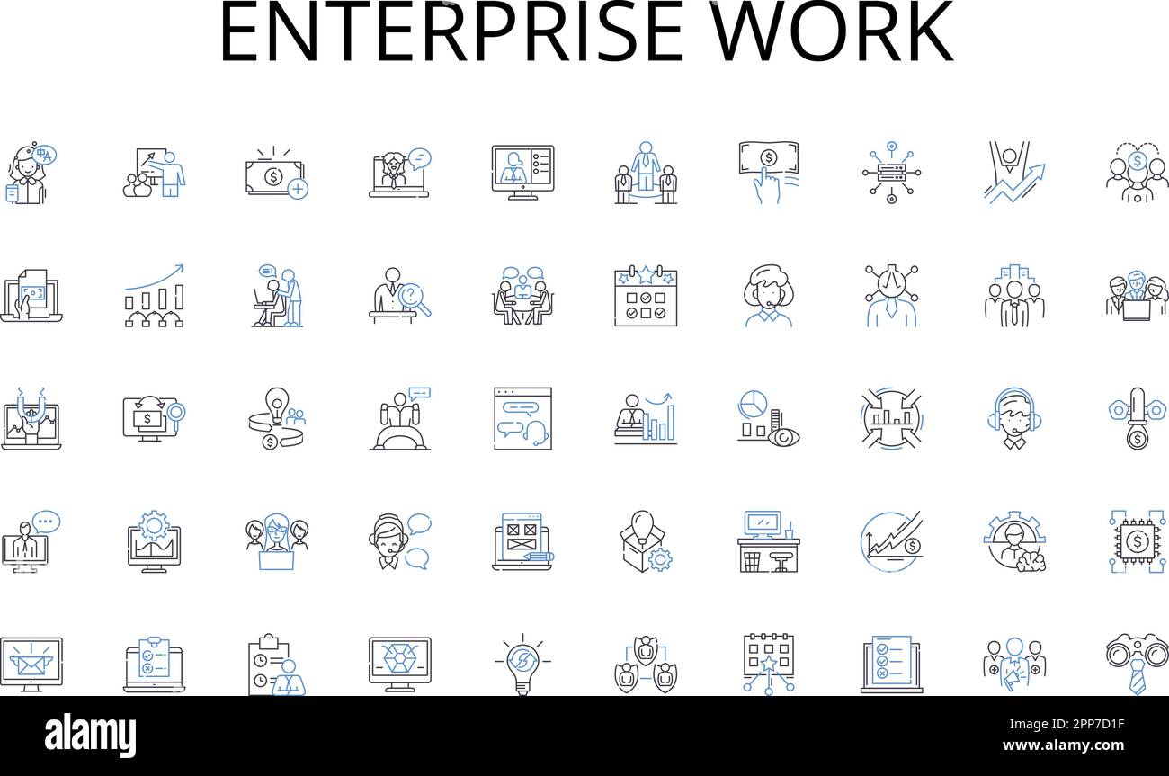 Enterprise work line icons collection. Nerking, Connections ...