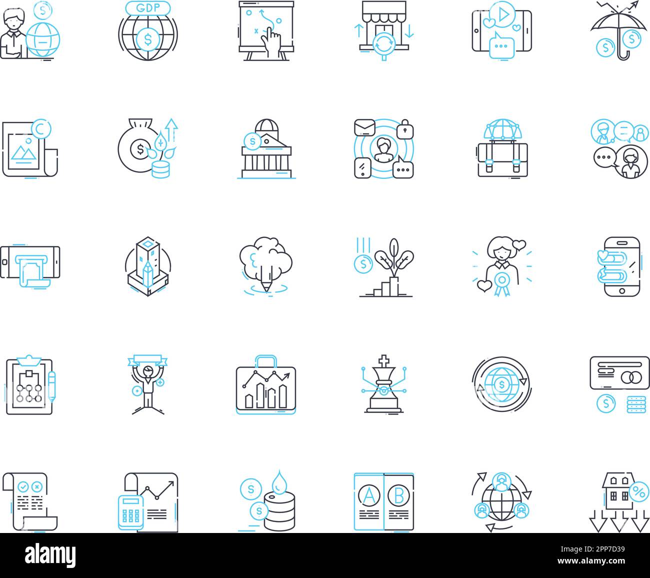 Open market linear icons set. Competition, Trading, Supply, Demand ...