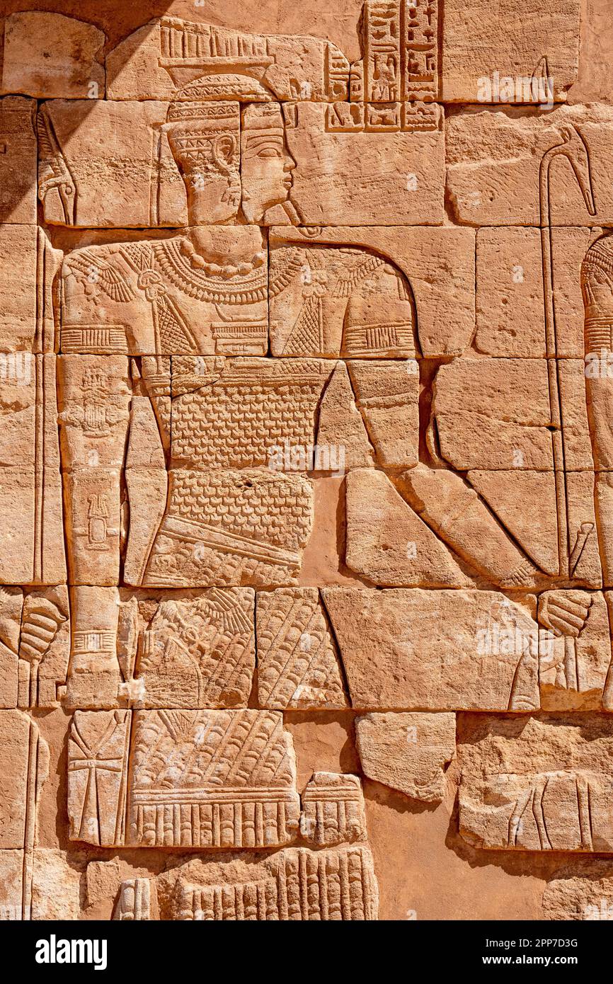 Relief Carvings on the Temple of Apedemak, Naqa, Sudan Stock Photo - Alamy