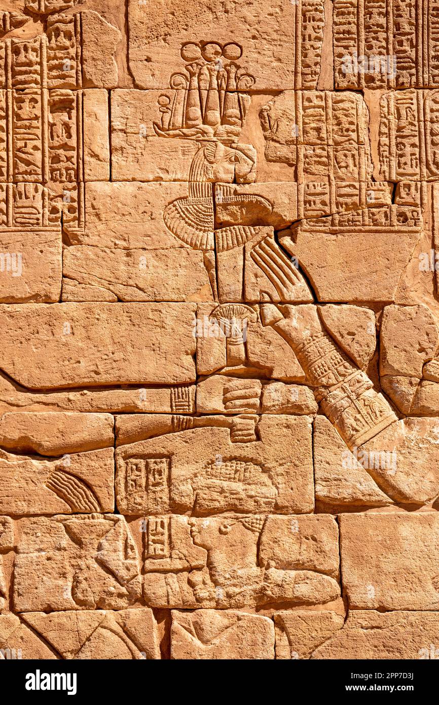 Relief Carvings on the Temple of Apedemak, Naqa, Sudan Stock Photo - Alamy