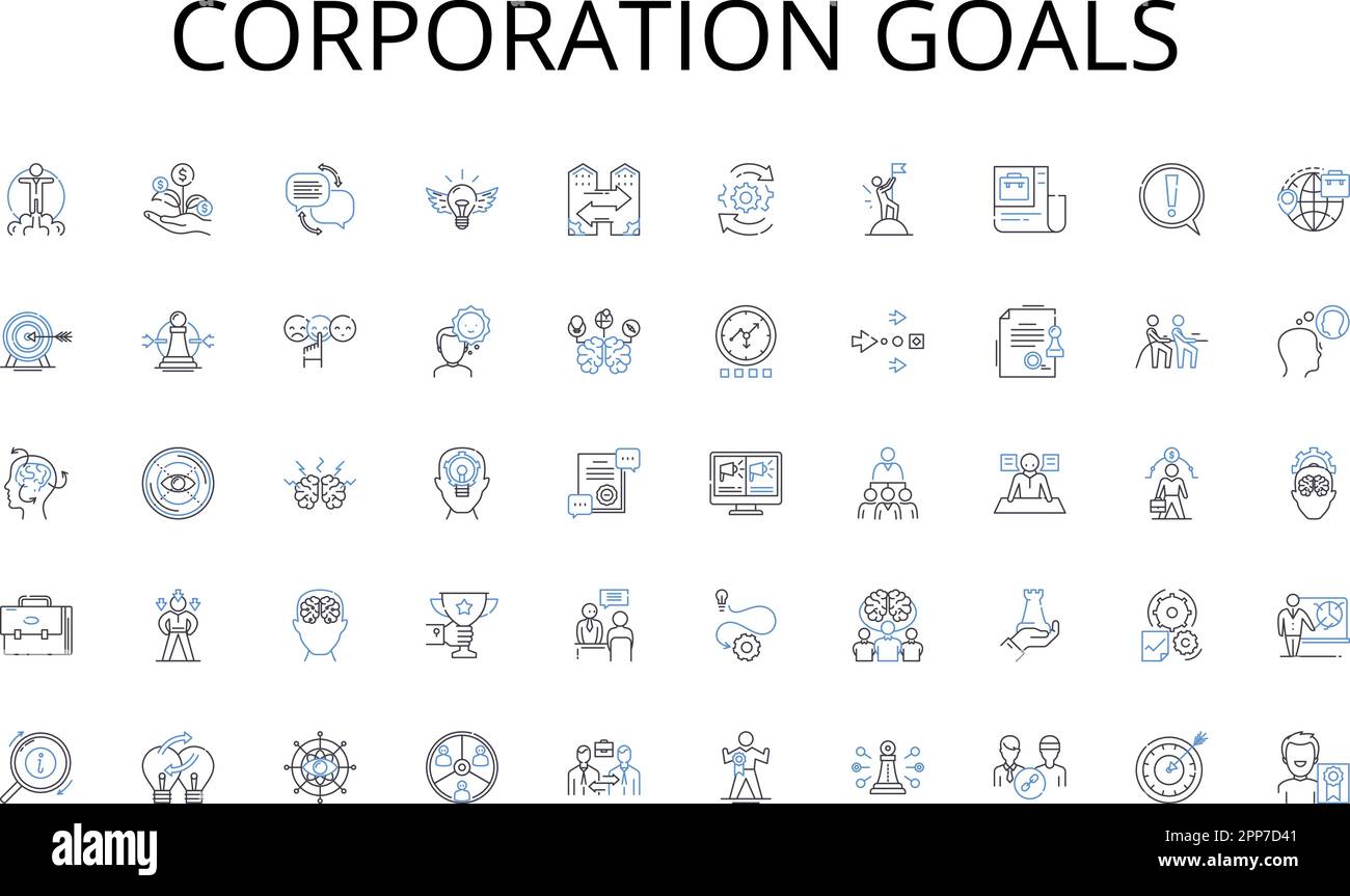 Corporation goals line icons collection. Achievement, Ambition ...