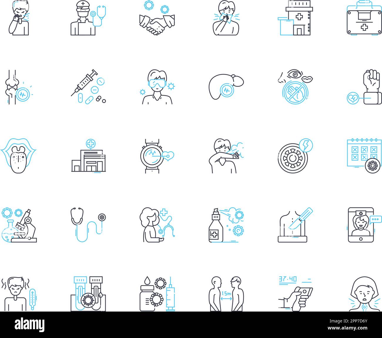 Pathogen control linear icons set. disinfectant, sanitation ...