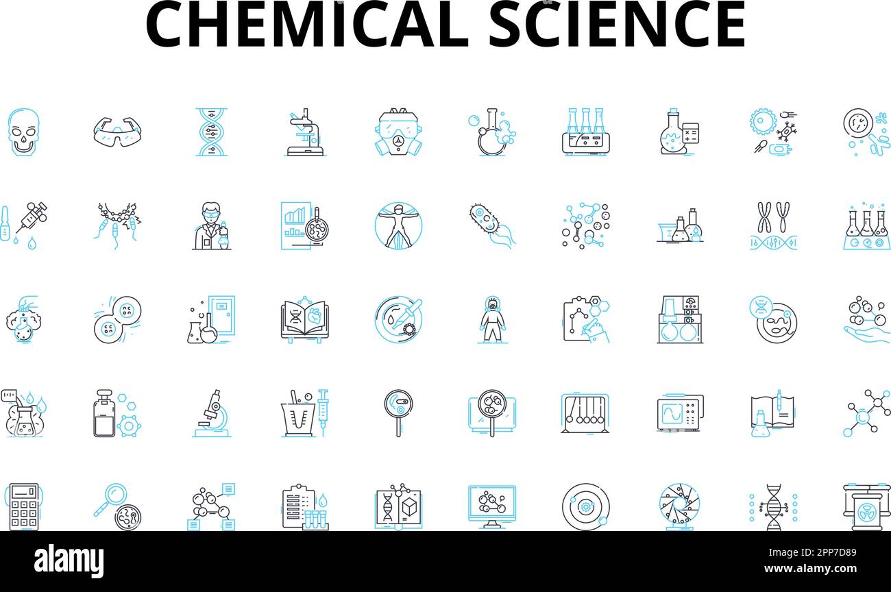 Chemical science linear icons set. Reactivity, Molecules, Elements ...