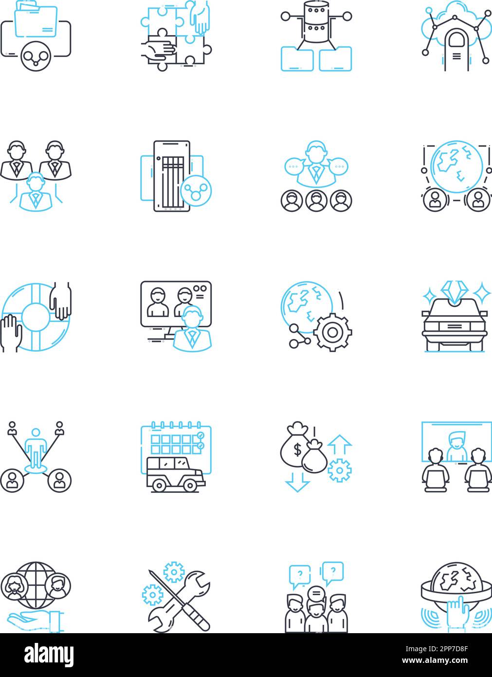 Group Alliance Linear Icons Set Collaboration Unity Teamwork