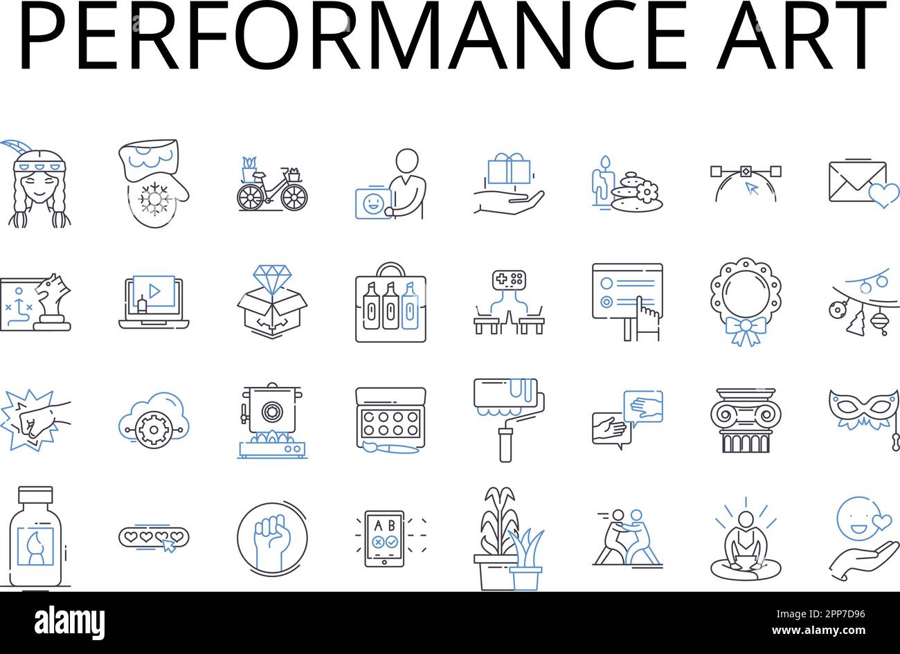 performance art line icons collection. visual arts, decorative arts, fine arts, liberal arts ...