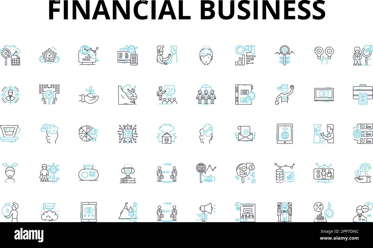 Financial business linear icons set. Investments, Accounting, Banking ...