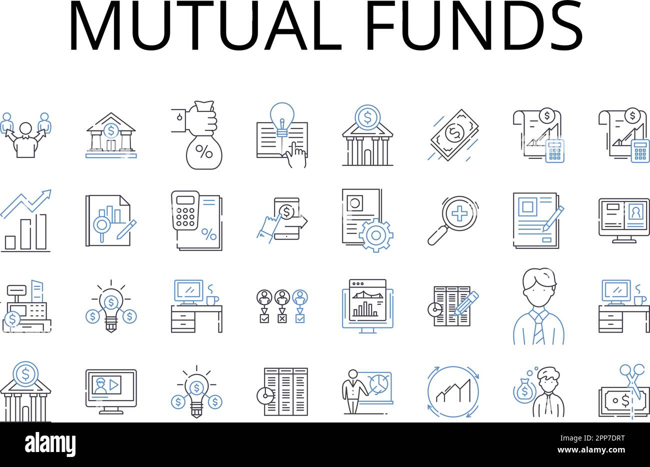 mutual funds line icons collection. Equity funds, Bond funds, Growth ... mutual funds line icons collection. Equity funds, Bond funds, Growth ...