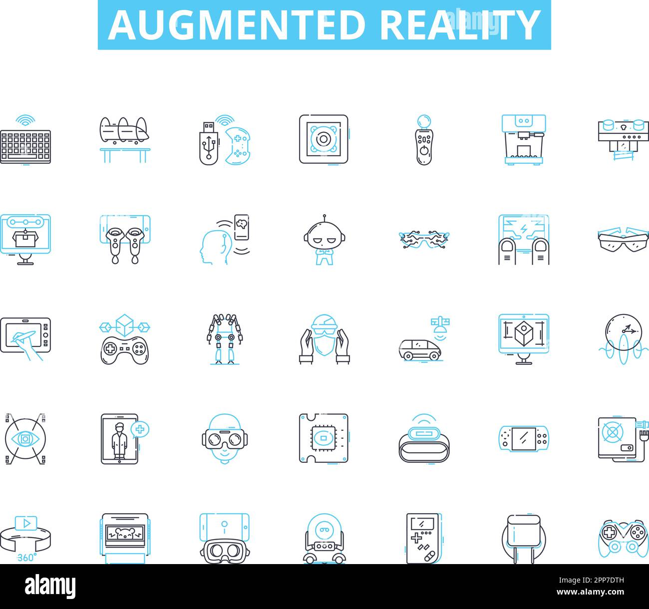 Augmented reality linear icons set. Hologram, Virtual, Overlay ... Augmented reality linear icons set. Hologram, Virtual, Overlay ...