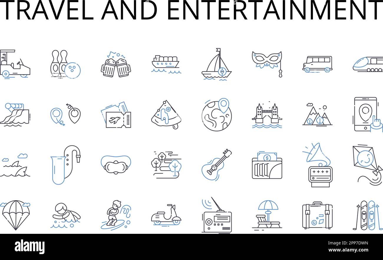 Travel and entertainment line icons collection. Journey, Excursion ...