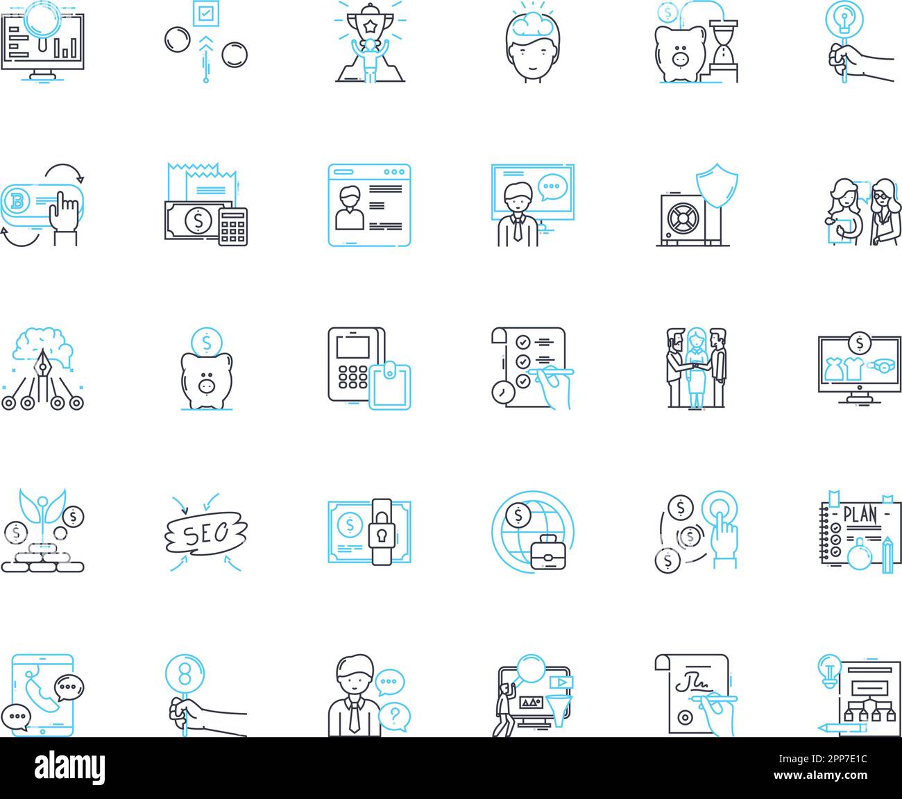 Enterprise economy linear icons set. Efficiency, Productivity ...