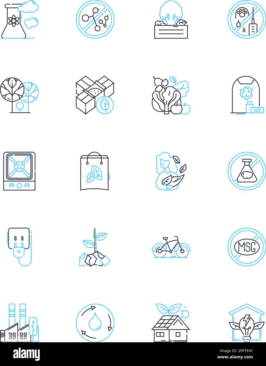 Clean power linear icons set. Solar, Wind, Hydro, Geothermal, Bioenergy ...