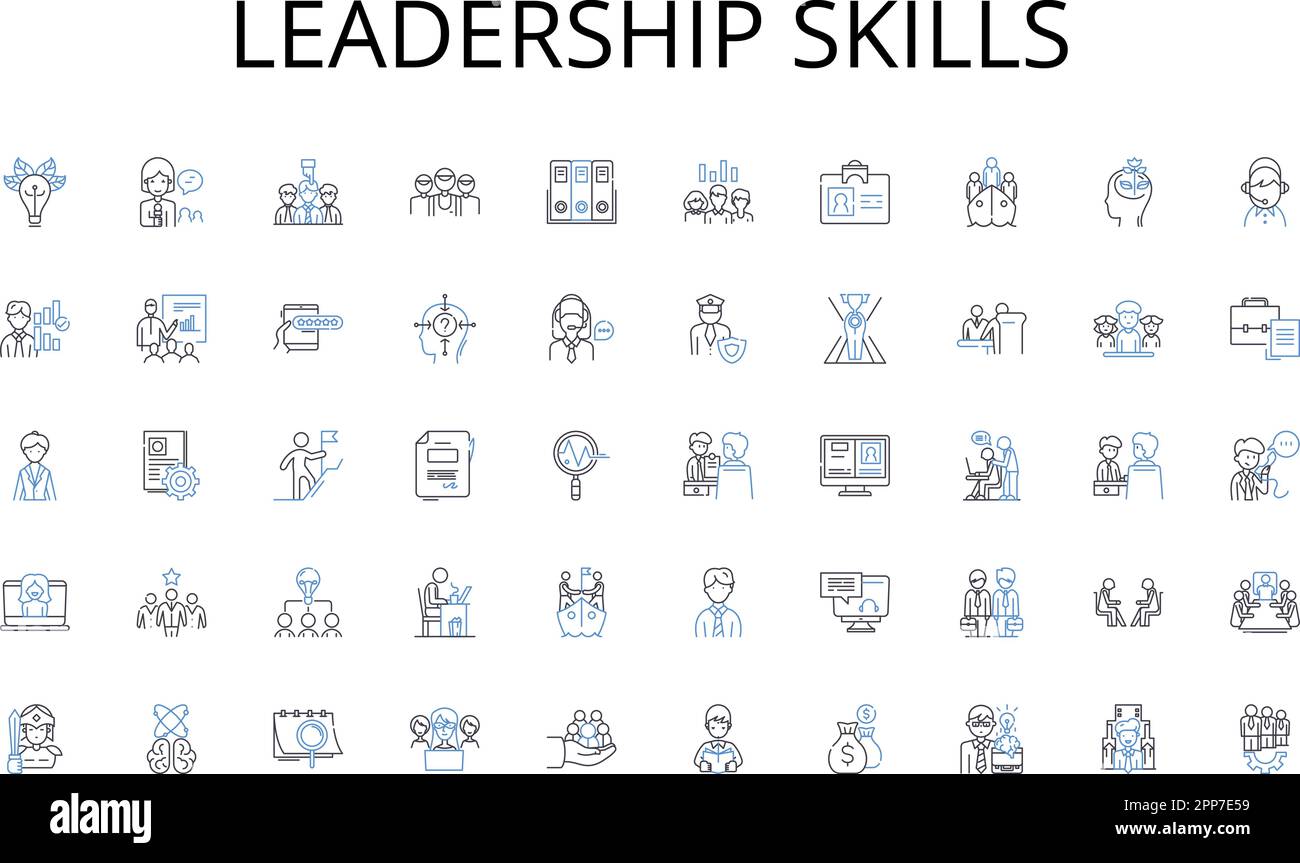 Leadership skills line icons collection. Marketing, Promotion ...
