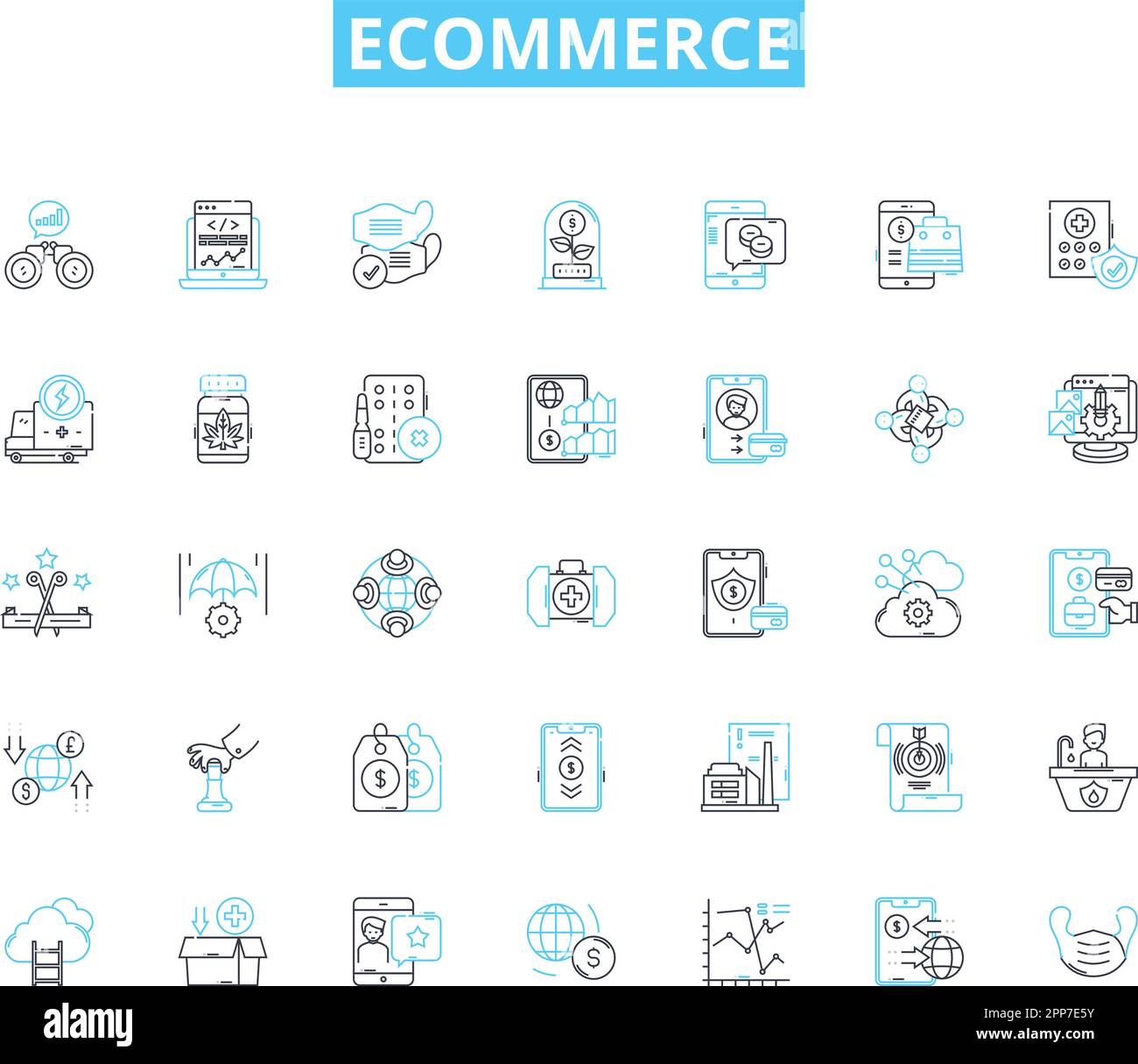 Ecommerce linear icons set. Online, Shopping, Retail, Marketplace, Products, Consumer, Cart line ...