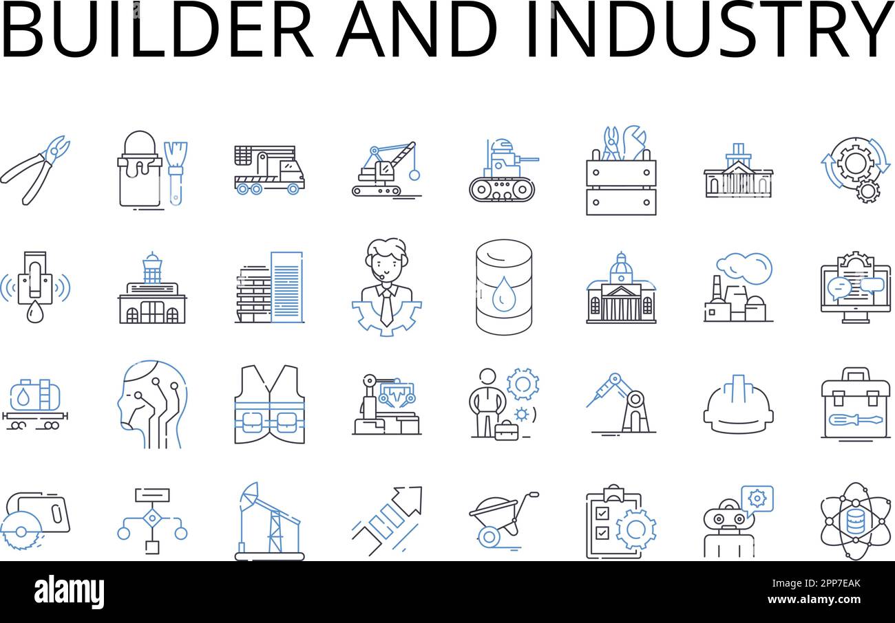 Builder and industry line icons collection. Construction industry ...