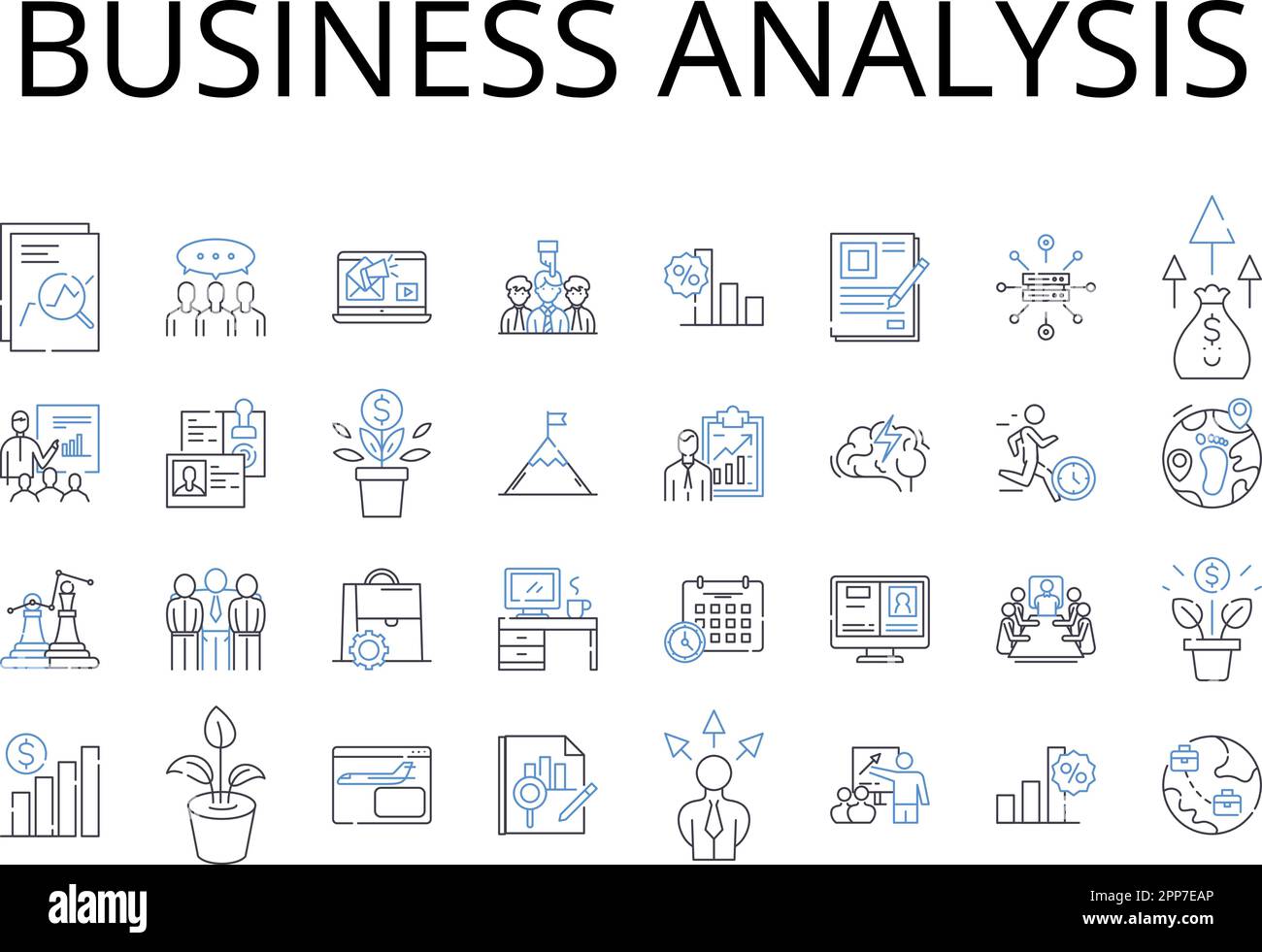 Business analysis line icons collection. Market research, Financial ...
