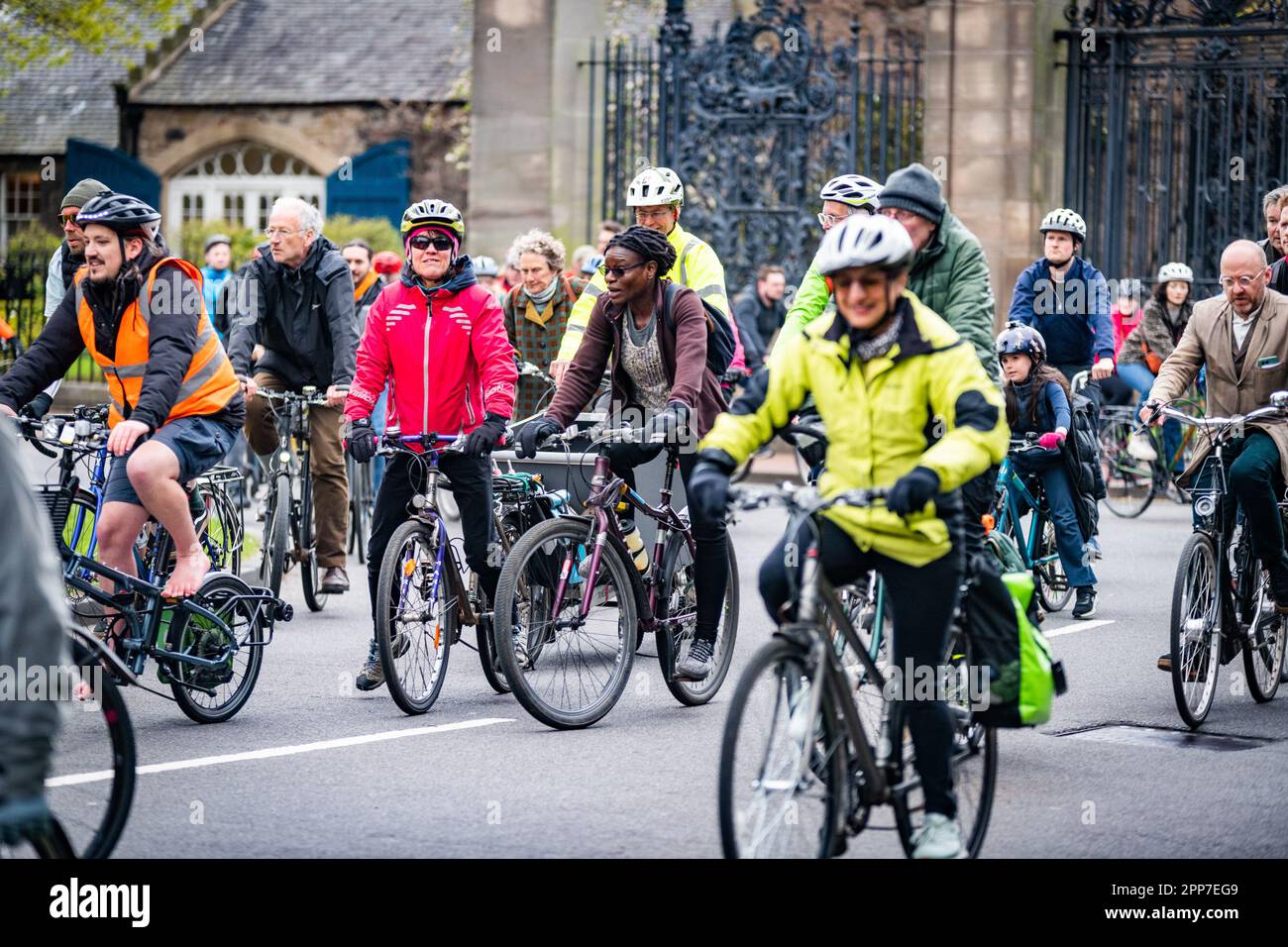 Edinburgh, Scotland. Sat 22 April 2023. Cyclists take part in the Pedal ...