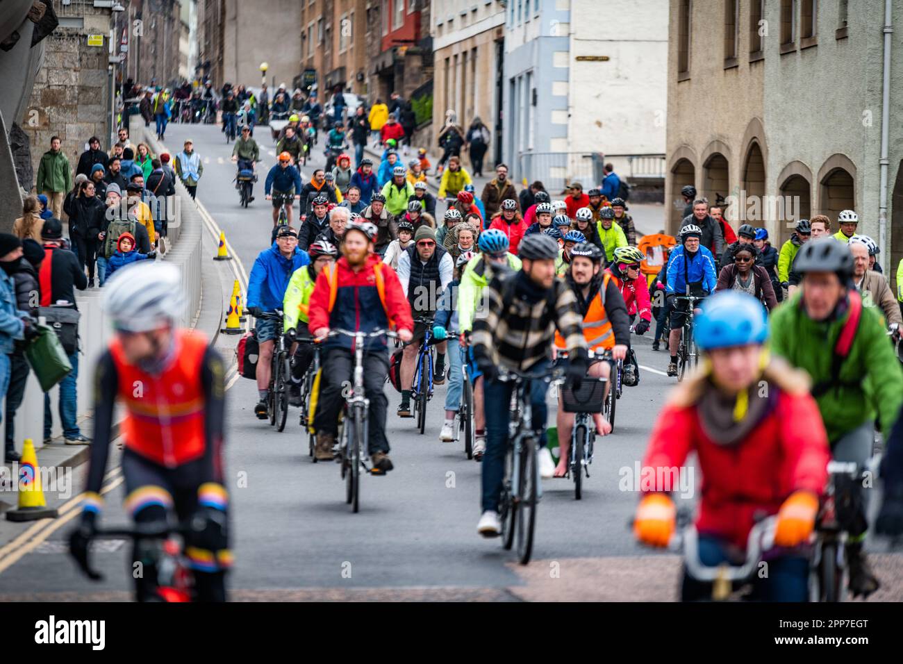 Edinburgh, Scotland. Sat 22 April 2023. Cyclists take part in the Pedal ...