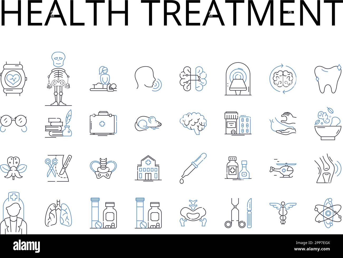 Health treatment line icons collection. Medical care, Wellness program ...