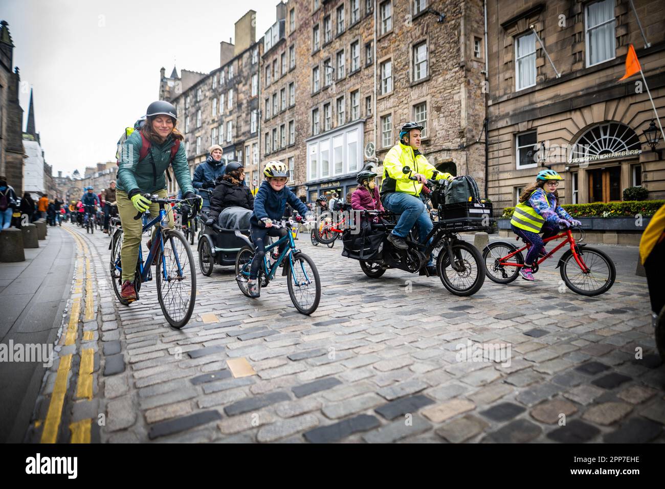 Edinburgh, Scotland. Sat 22 April 2023. Cyclists take part in the Pedal ...