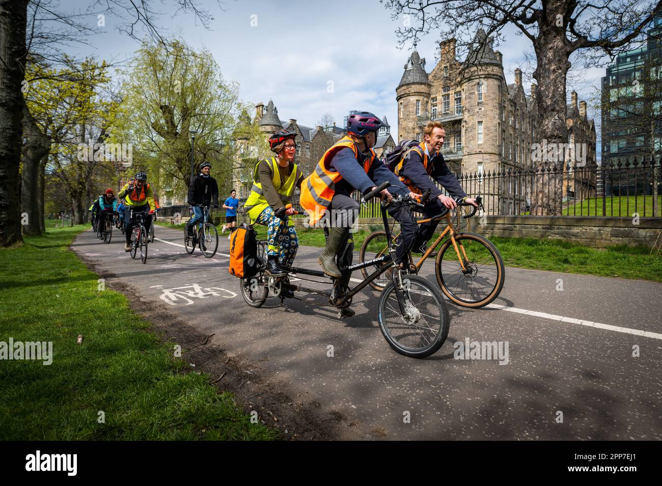 Edinburgh, Scotland. Sat 22 April 2023. Cyclists take part in the Pedal ...