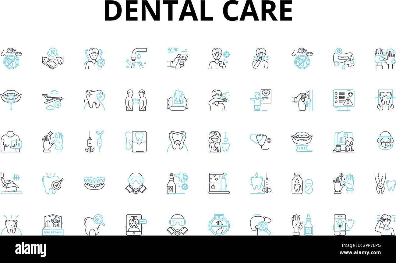 Dental care linear icons set. Oral health, Toothbrush, Flossing ...