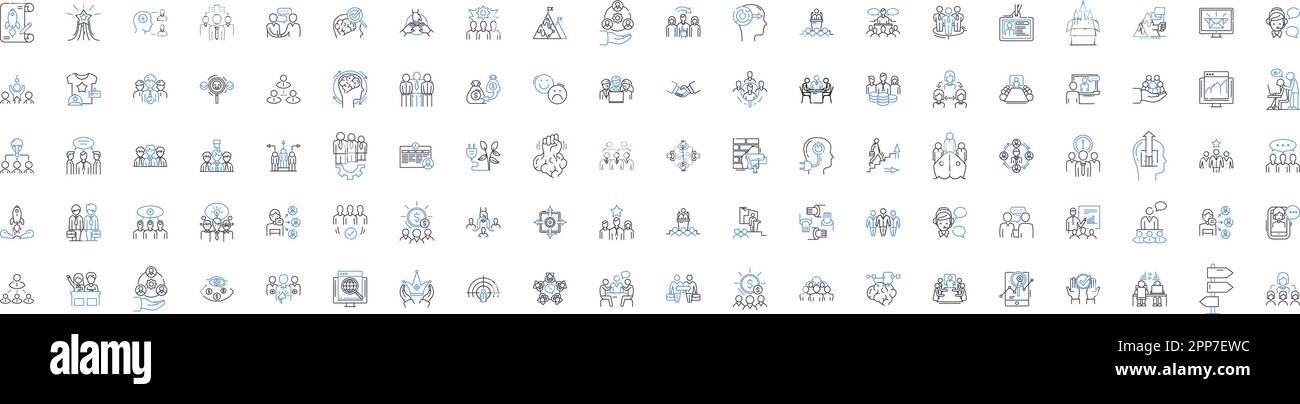 Group Collaboration Line Icons Collection Teamwork Collaboration Cohesion Synergy Unity