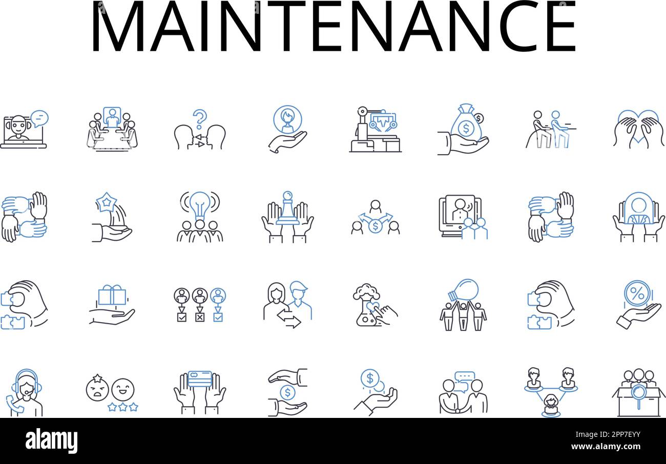 Maintenance line icons collection. Upkeep, Repair, Care, Service ...