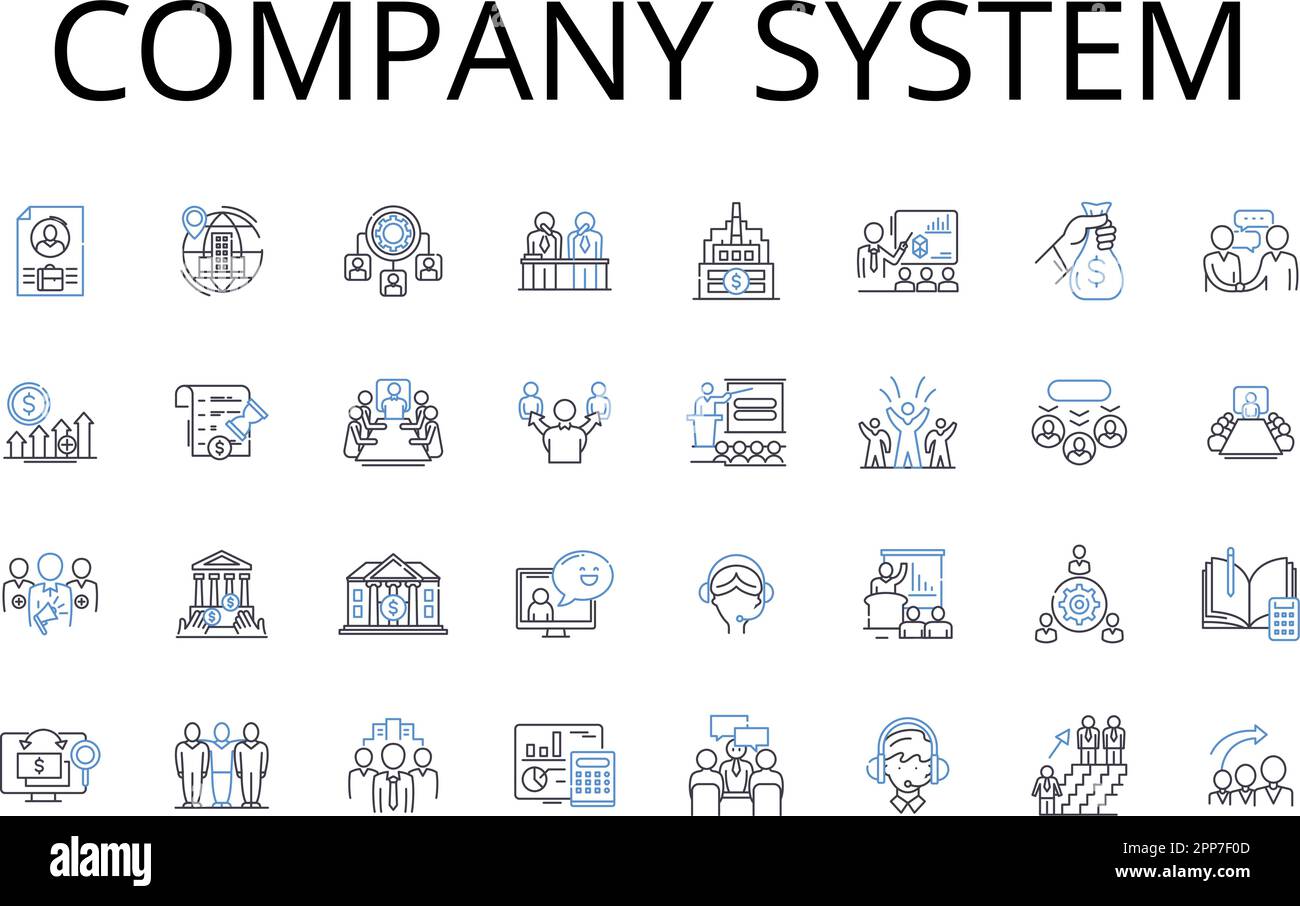 Company System Line Icons Collection Business Structure Corporation Framework Enterprise