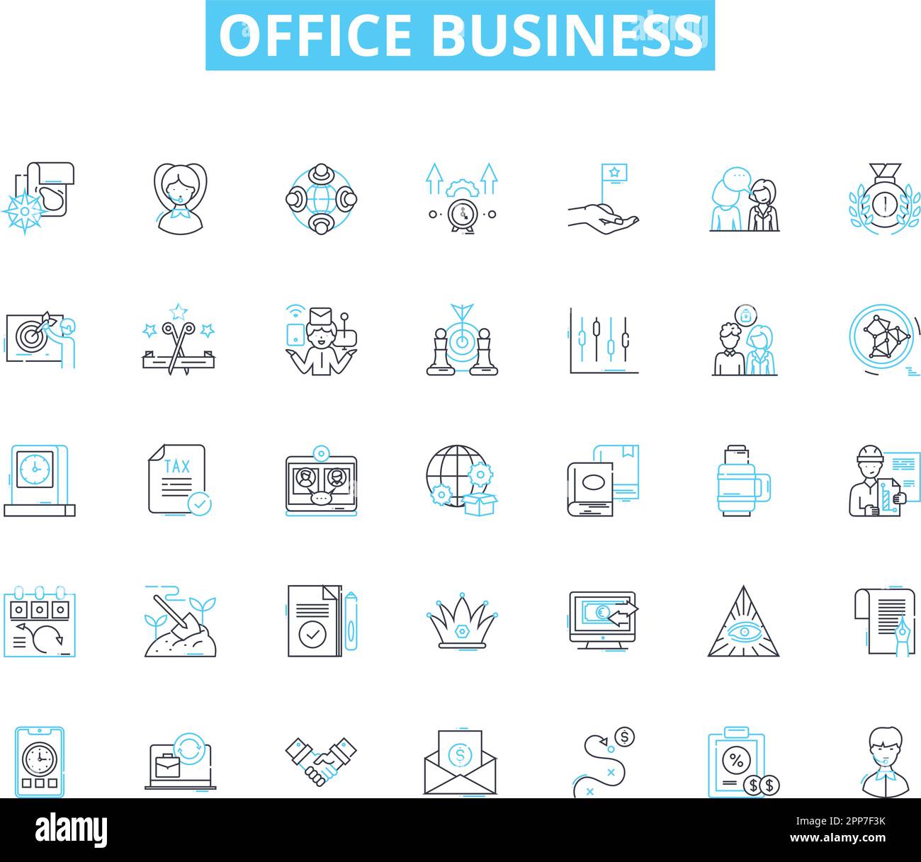 Office business linear icons set. Productivity, Collaboration ...